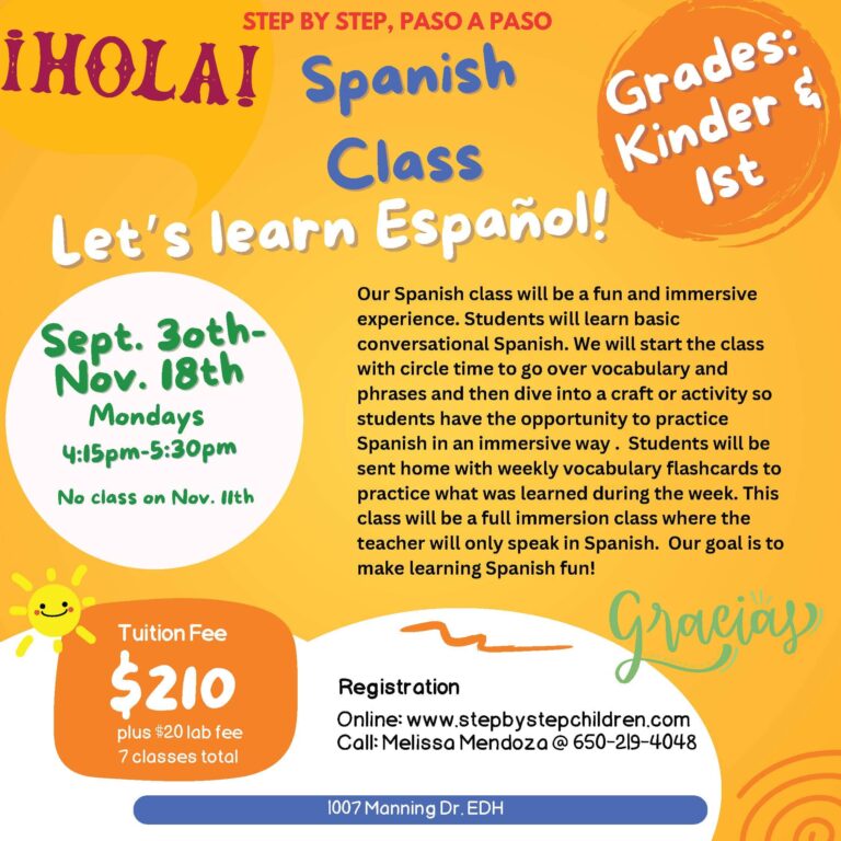 After School Spanish Class - Step by Step, Paso a Paso